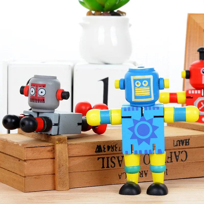 Wooden Toy Robot 3pcs Per Lot Children Gift Robots Action Figure Toys ...