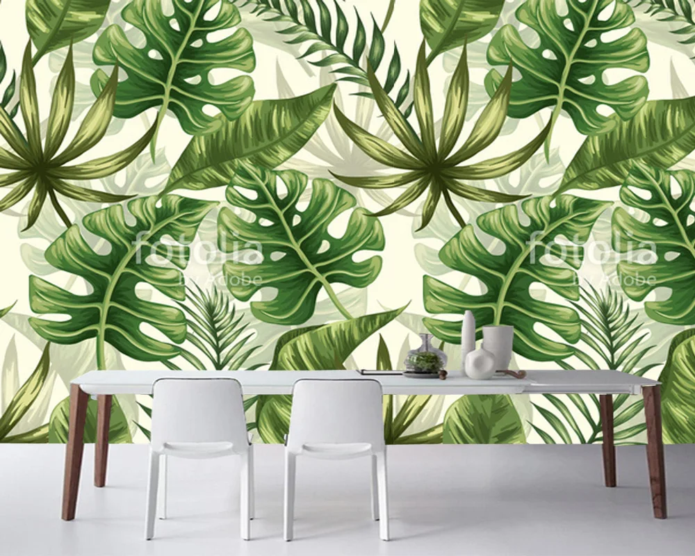 Custom Leaf Prints,natural Landscape Frescoes For Living Room Office ...