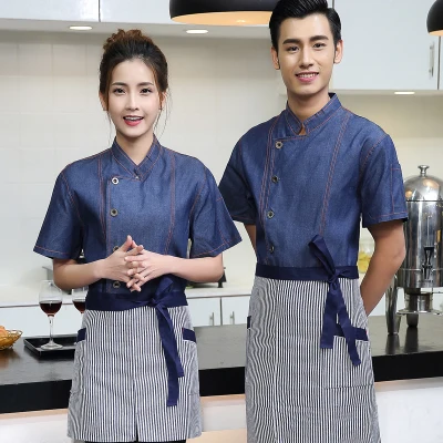 Chef Pakaian Kerja Restoran Hotel Cooker Denim Jaket Pria dan Wanita ...