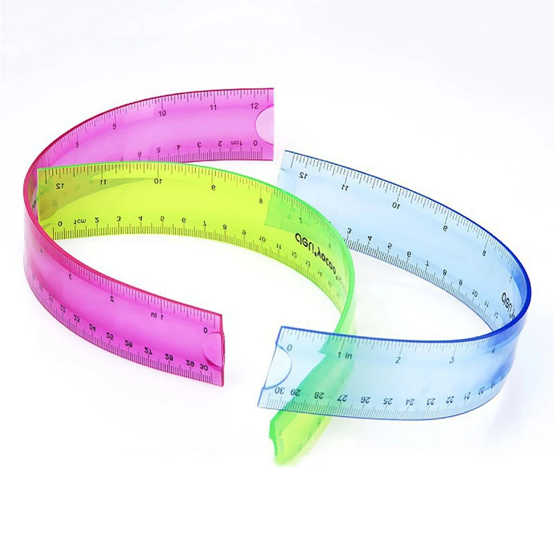 Multicolour Student Flexible Ruler Tape Measure 30cm(12inch) Straight ...
