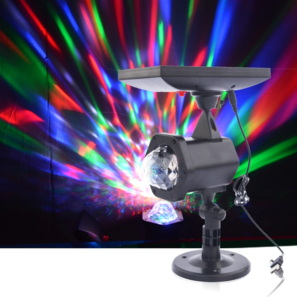Solar Powered Rotating Crystal Magic Ball Led Stage Lamp Usb Charge ...
