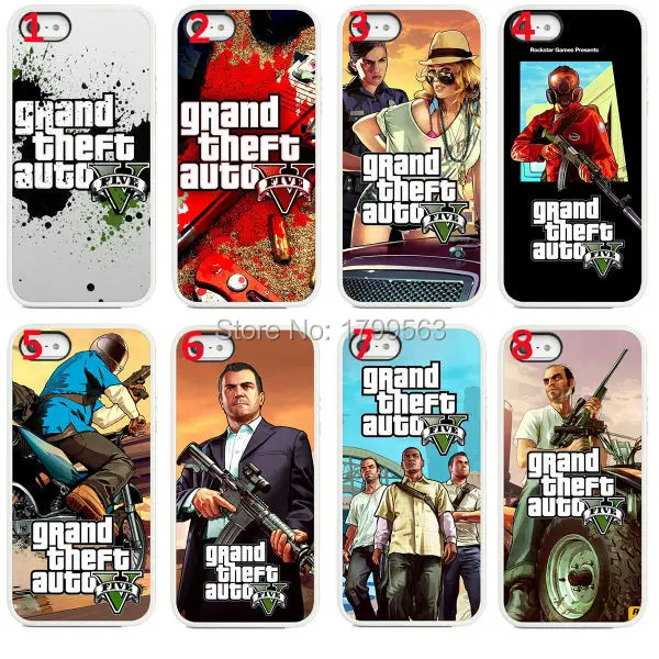 8pcs/lots gta 5 poster grand theft auto Game cover hard White case ...