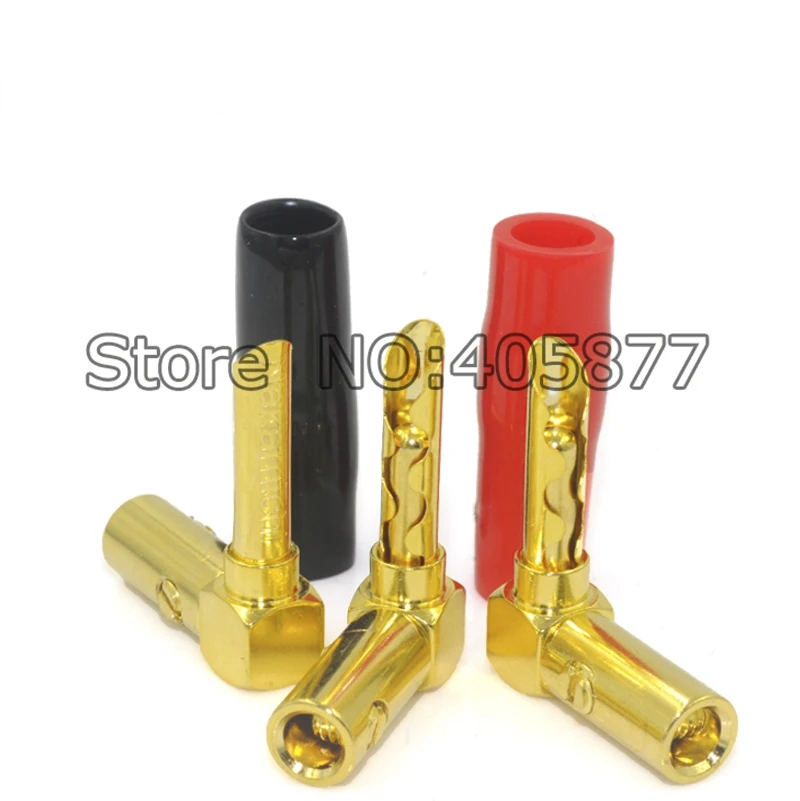 8x Gold Plated L Type 90 Degree BFA Banana Connectors Plug Screw Lock ...