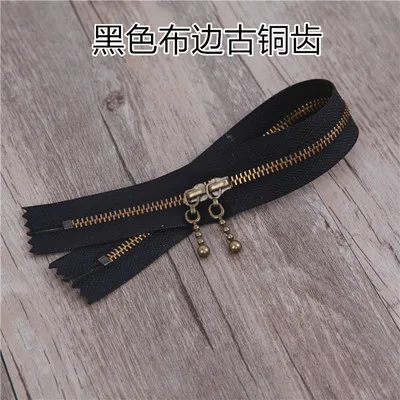 Free Shipping 6pcs/lot 35cm Metal Pure Copper Zipper Double Head Black ...