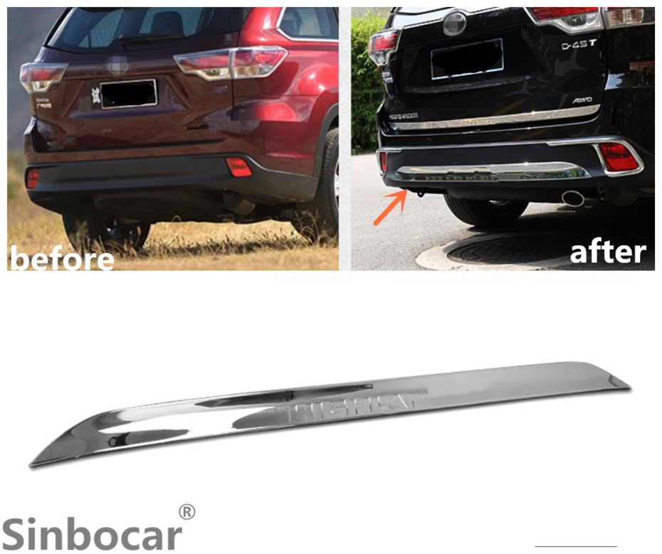 ABS Chrome Rear Bumper Grilles Replace Trim For Toyota highlander 2015 ...