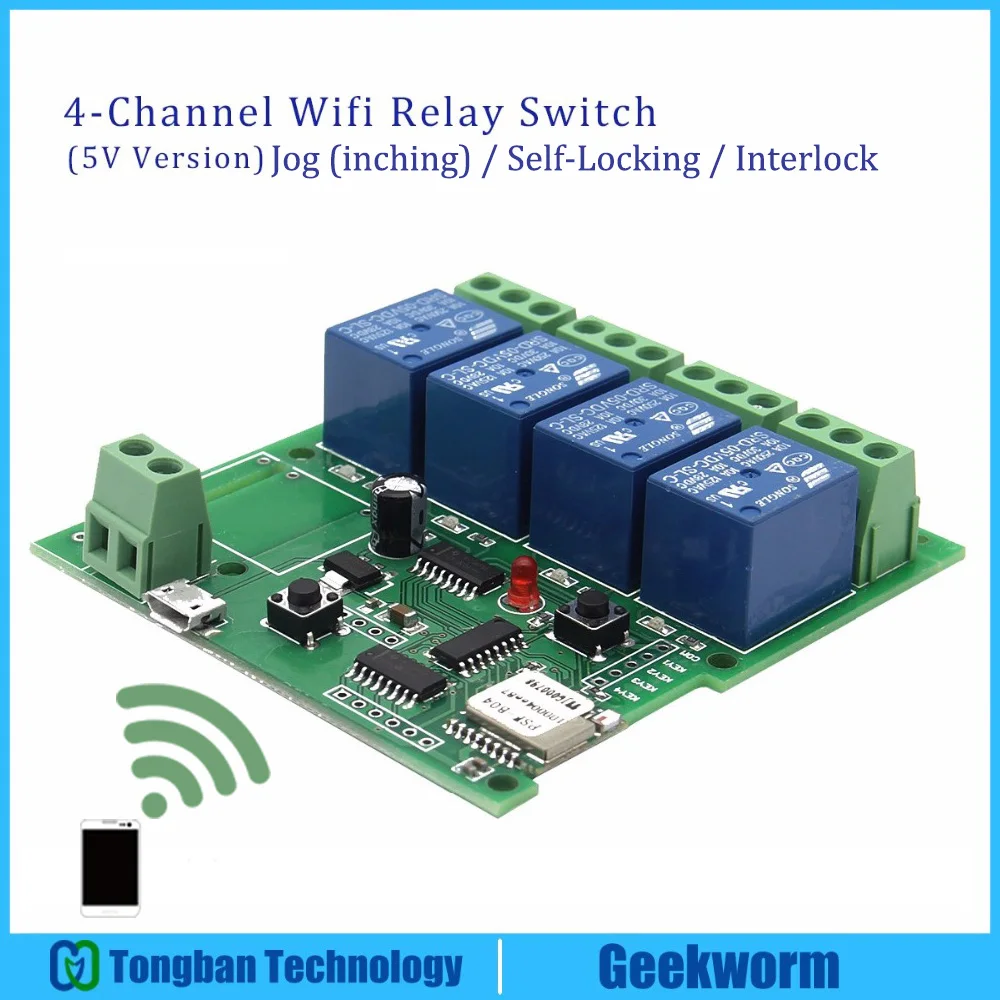IoT DC 5V 4 Channel WIFI Switch / 3 Models 4 Relay WIFI / 433Mhz Remote ...