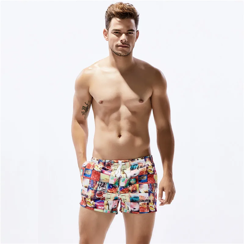 New Seobean Floral Mens Board Shorts Men Beach Swimsuit Short Male