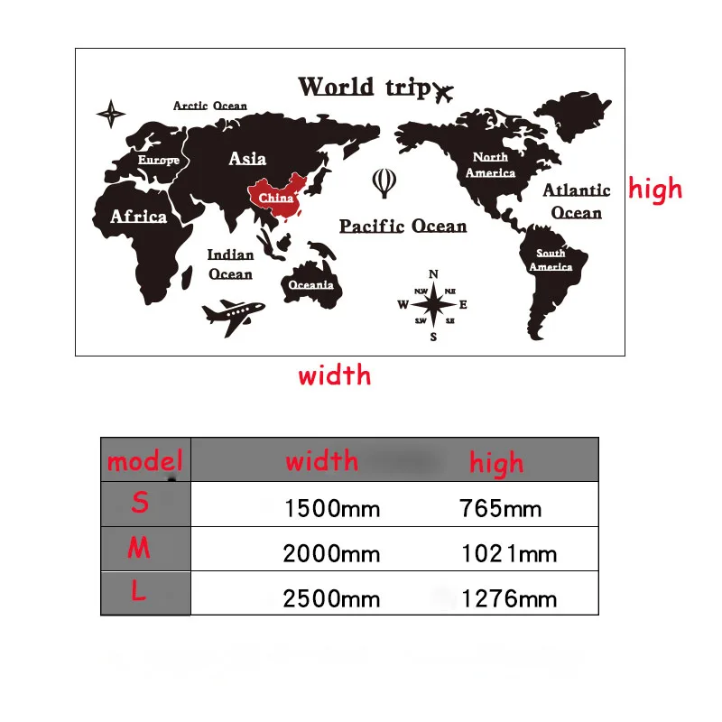 New Color World Map Acrylic Wall Stickers 3d Solid Wall Decoration ...