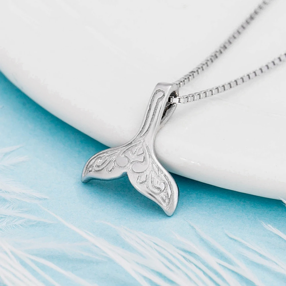 Cute Silver Whale Tail Fish Nautical Charm Pendant Mini Mermaid Tail ...