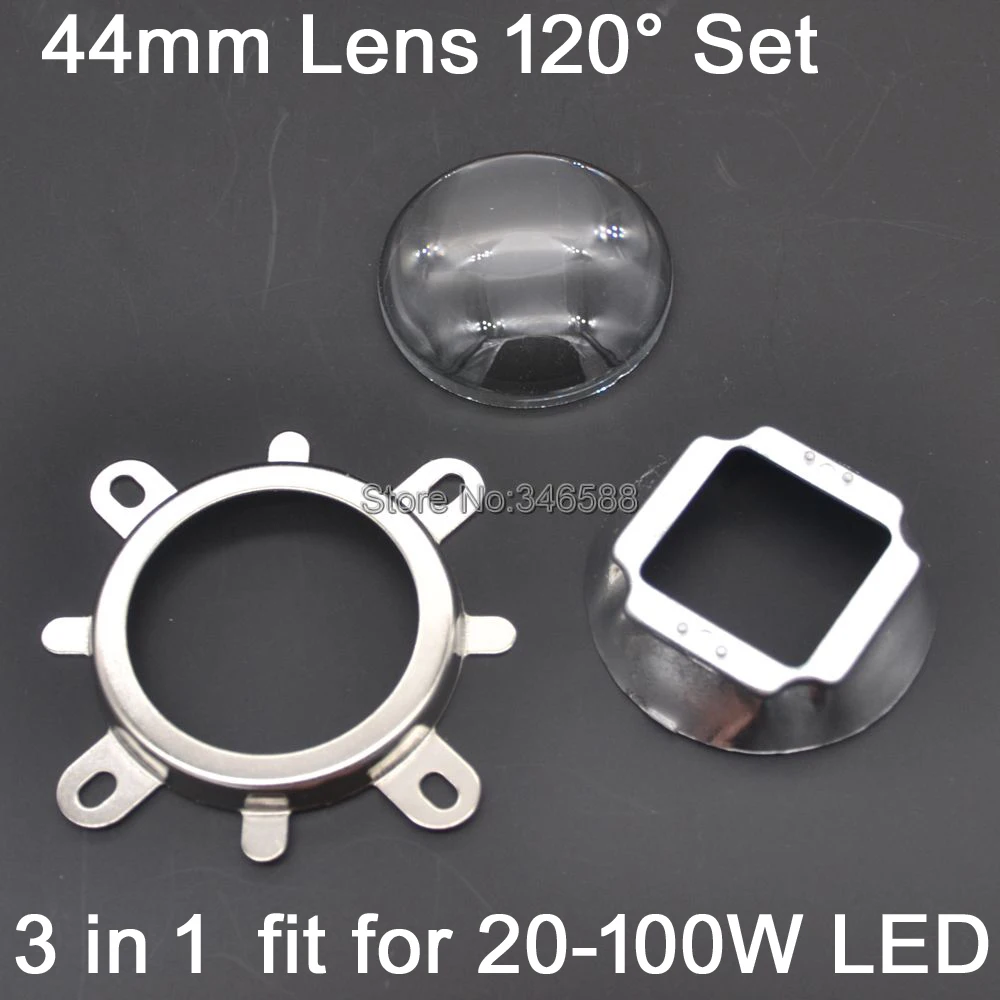 1-Set-44mm-Optical-Glass-LED-Lens-120-degree-Reflector-Collimator ...
