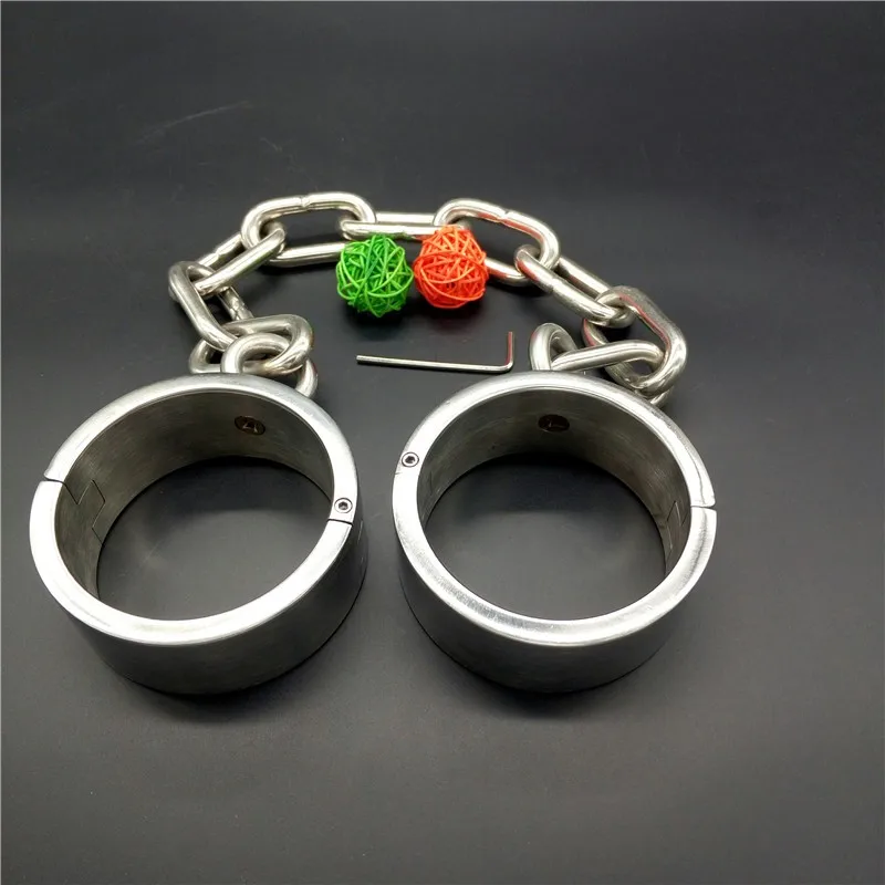 100 304 Stainless Steel Heavy Metal Leg Irons With Chain Sex Slave