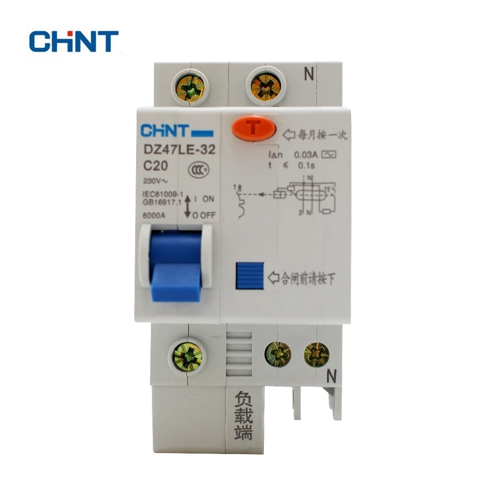 Chint Earth Leakage Circuit Breaker Dz47le-32 1p+n C20 230v 20a Switch Circuit Breaker Leakage ...