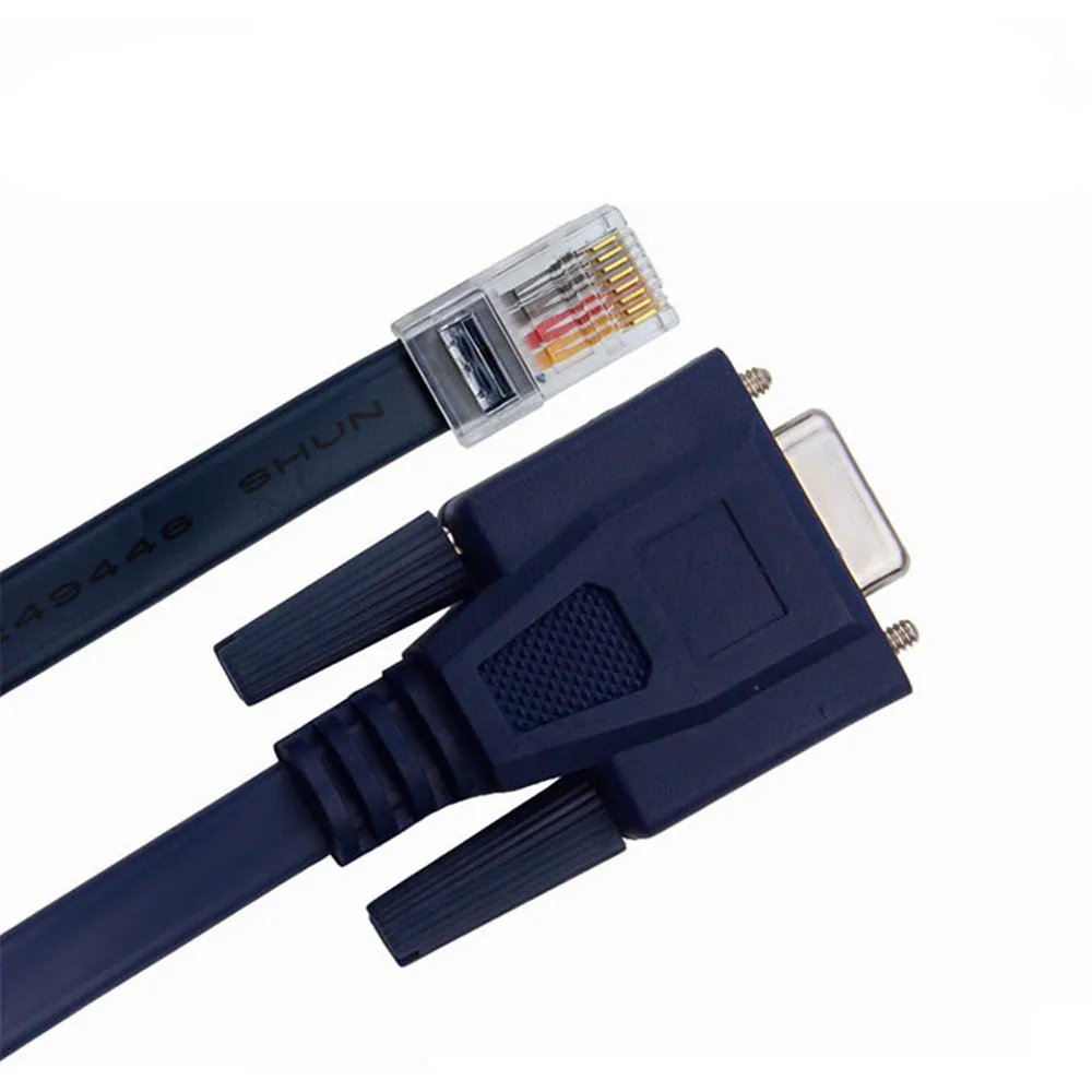 1.5 m RJ45 to RS232 Blue Flat Network Cable Serial Port DB9F to 8P8C ...