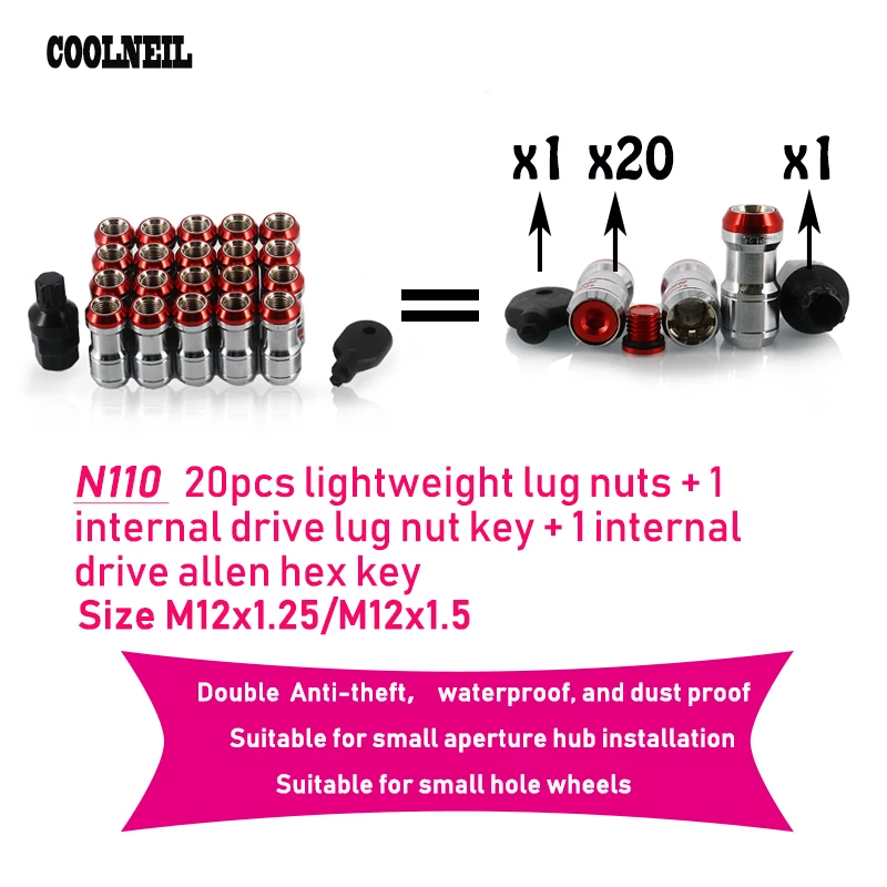 Volk Racing Concealed Heptagon Formula Wheels Lock Lug Nuts M12X1.5 ...