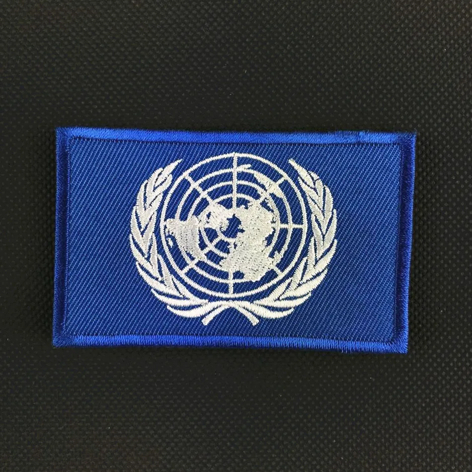 5pcs Embroidery The United Nations Flag Patch Blue Tactical Badge Cloth Hook Loops Military ...
