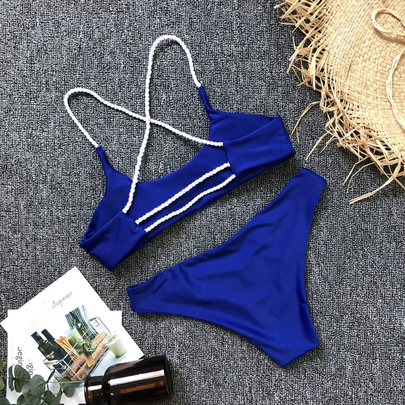 Bonitakinis Slings Swimsuit Solid Color Swimwear Women Sexy Bathing