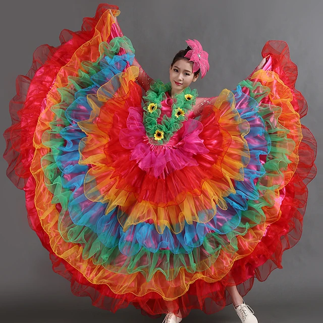 Colorful Flamenco Dancer Costume
