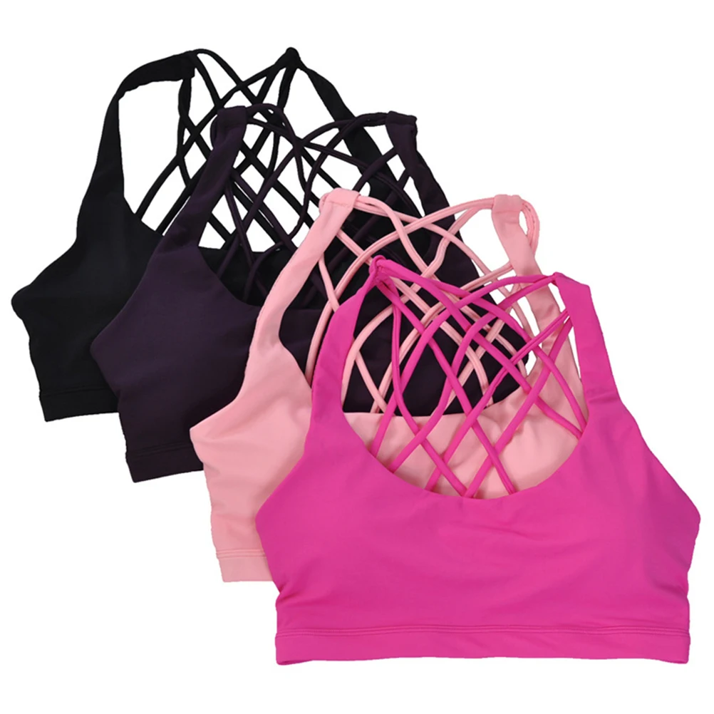 Criss Cross Back Sports Bra Seamless Exercise Bras Workout Bra Vest
