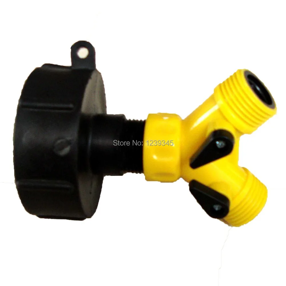 IBC water tank garden hose fitting two way valve and 2inch buttress BSP ...