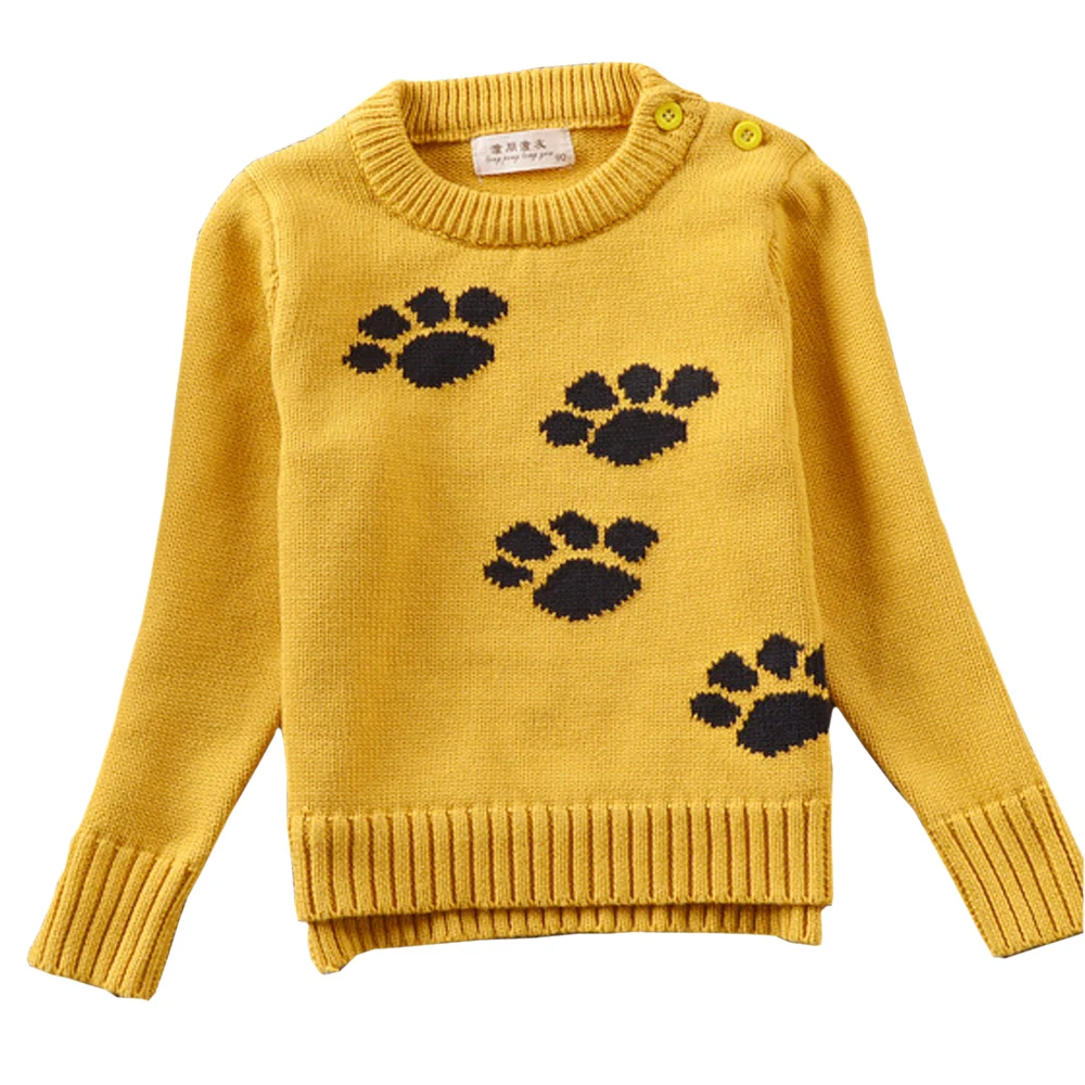 2017 New Children Sweater Cartoon Footprint Girls Sweater Knitwear ...