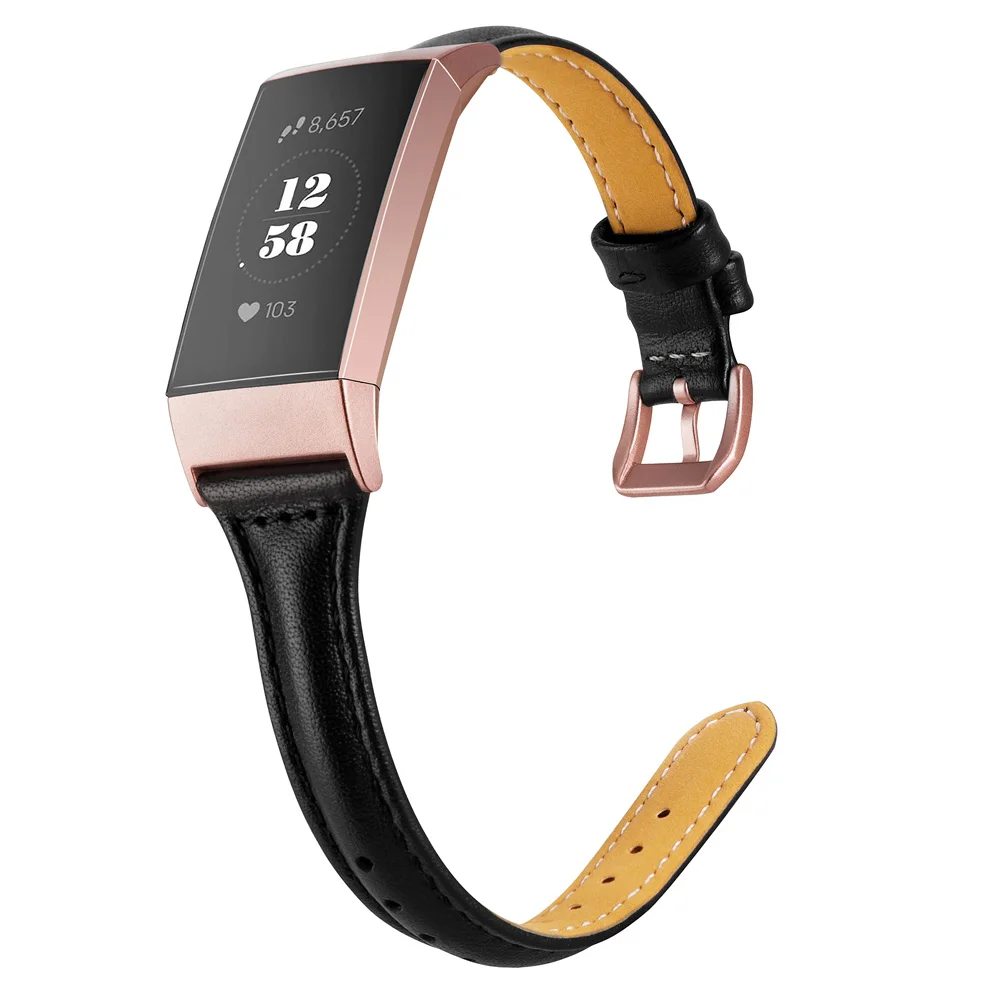 Smart-Bracelet-Strap-For-Fitbit-Charge-3-Genuine-Leather-Band-Wristband ...