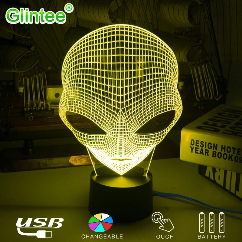 Unique Alien 3D LED Acrylic Night Lights Cartoon Fashion Table Lamps ...