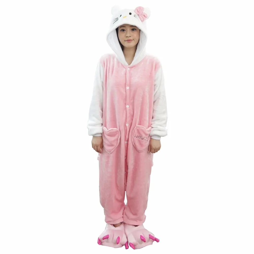 Cute Kitty Cat Pajamas Cartoon Anime Animal Hooded Sleepwear Party For ...