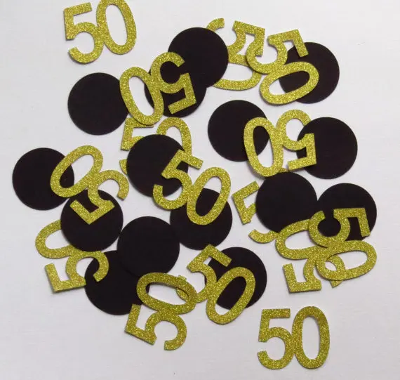 Gold Glitter & Black Confetti Number 50 Decor Personalized Letter ...