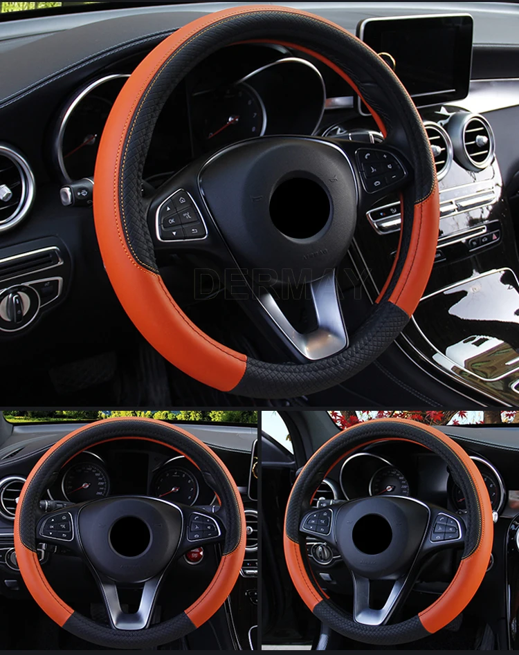 Couvre volant,Couverture de volant de voiture en cuir,couvre-volant en ...