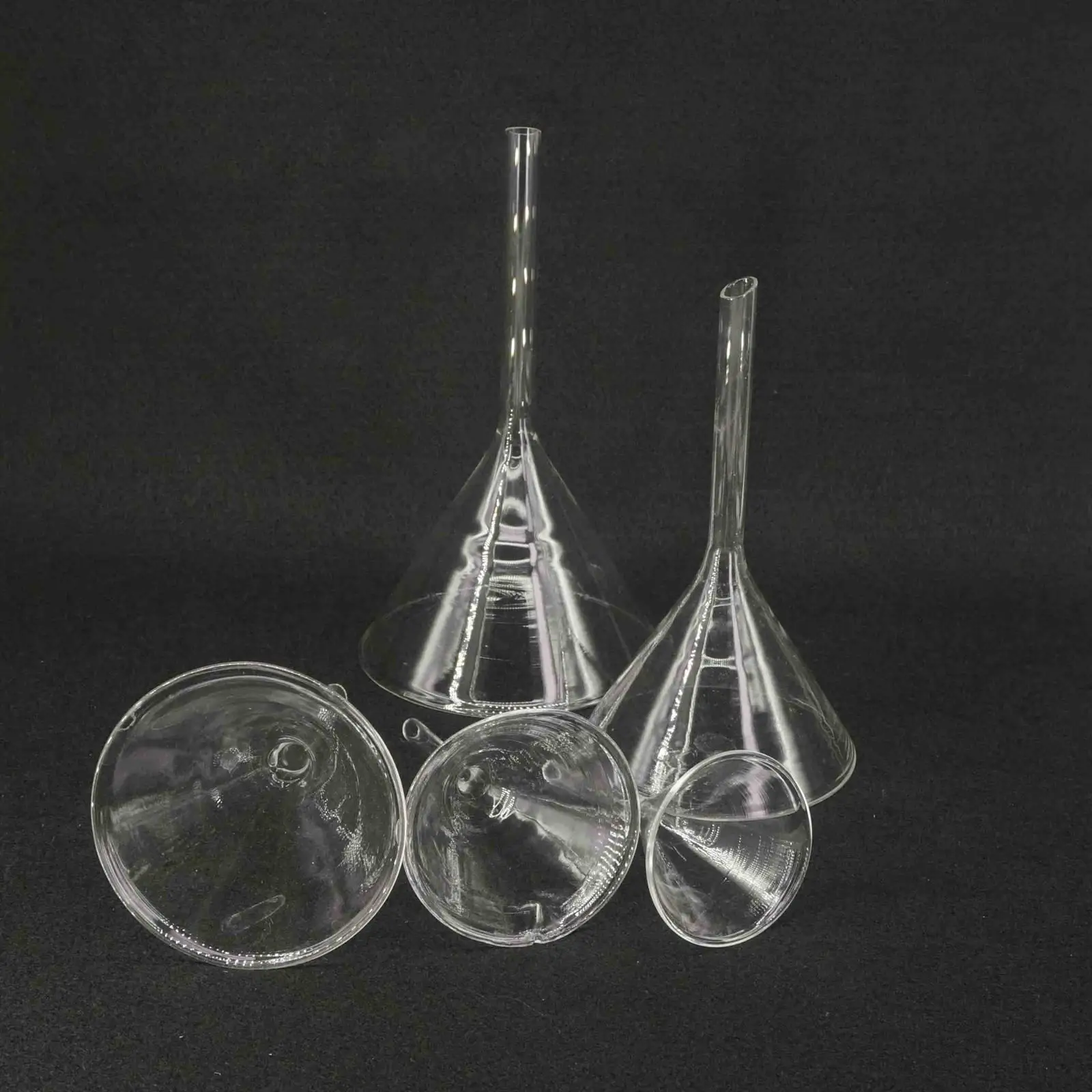 30/40/50/60/75/90/120mm Transparent Glass Triangle Funnel Miniature Lab ...