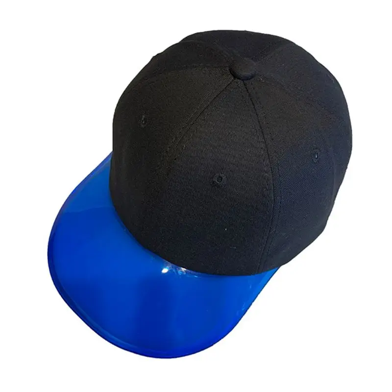 Unisex Couples Summer Transparent PVC Wide Brim Baseball Cap Contrast ...