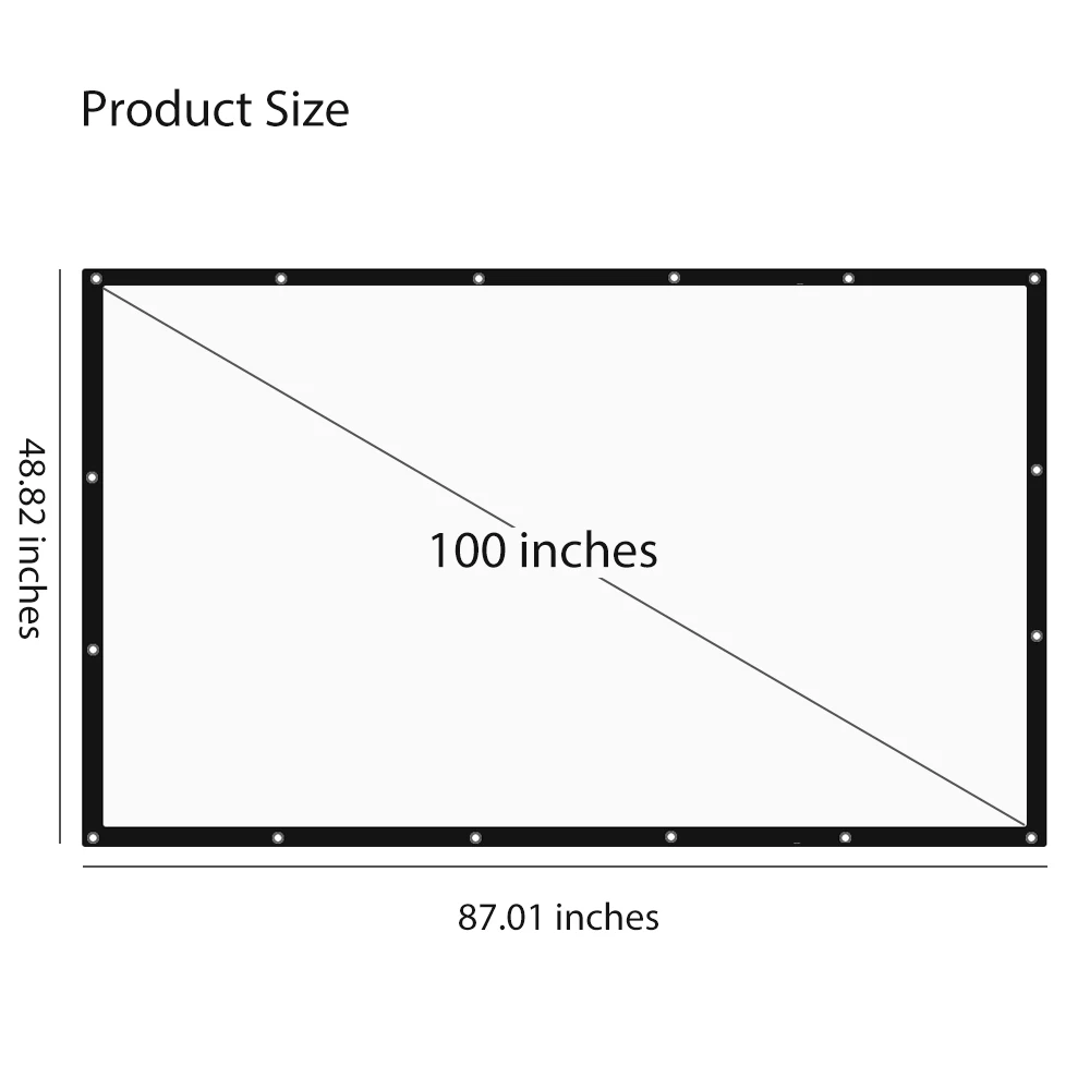 Dimensions of 100 projector screen