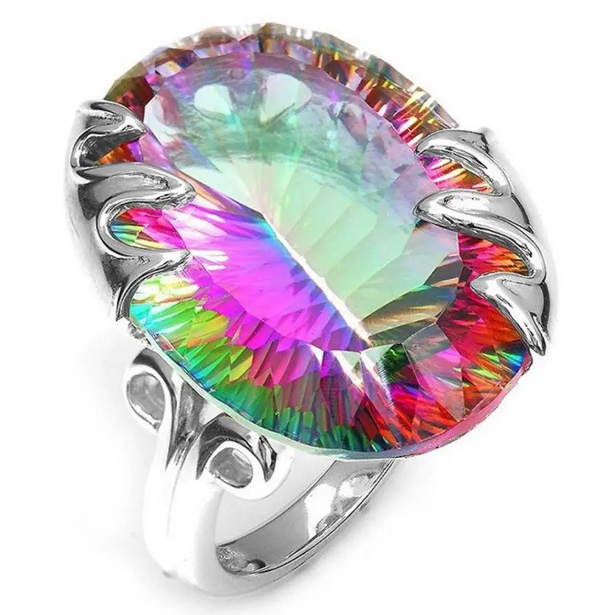 Woman Seven Color Mystic Rainbow Jewel Ring Fashion Marriage Ring Gift ...