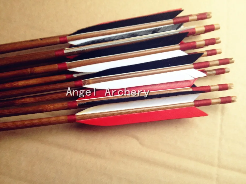 Customize 12PK Three colors feathers Bamboo Arrows Turkey feather ...
