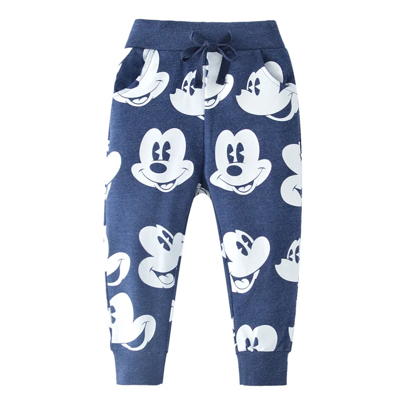 Micky Sesame Street Cartoon Pattern Print Stripe Kids Pants Cotton Pile ...
