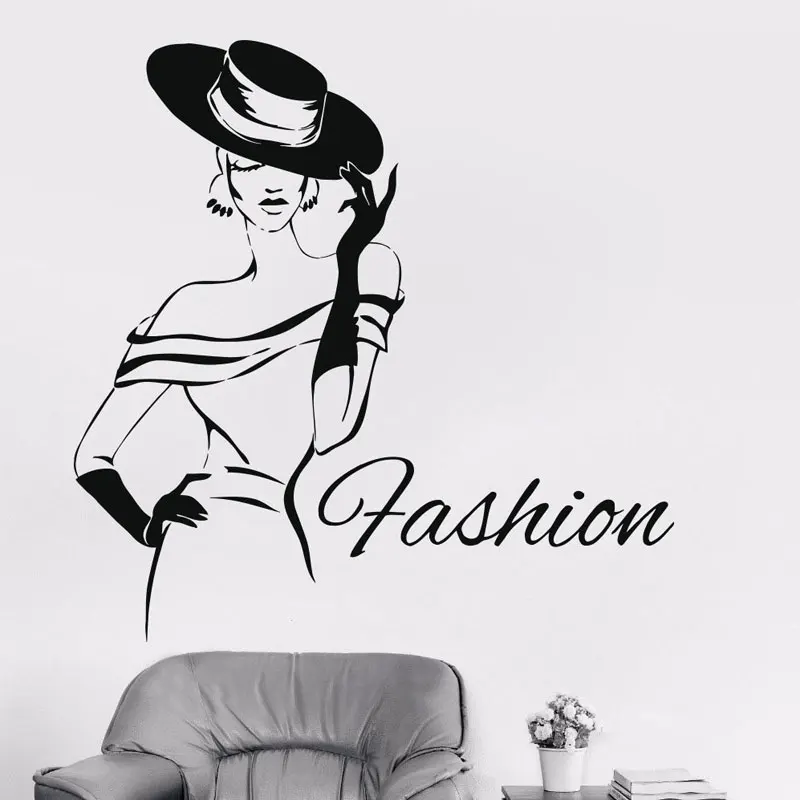 Sexy Lady Fashion Girl Design Vinyl Sticker Hot Sale Fashion Women Wall ...