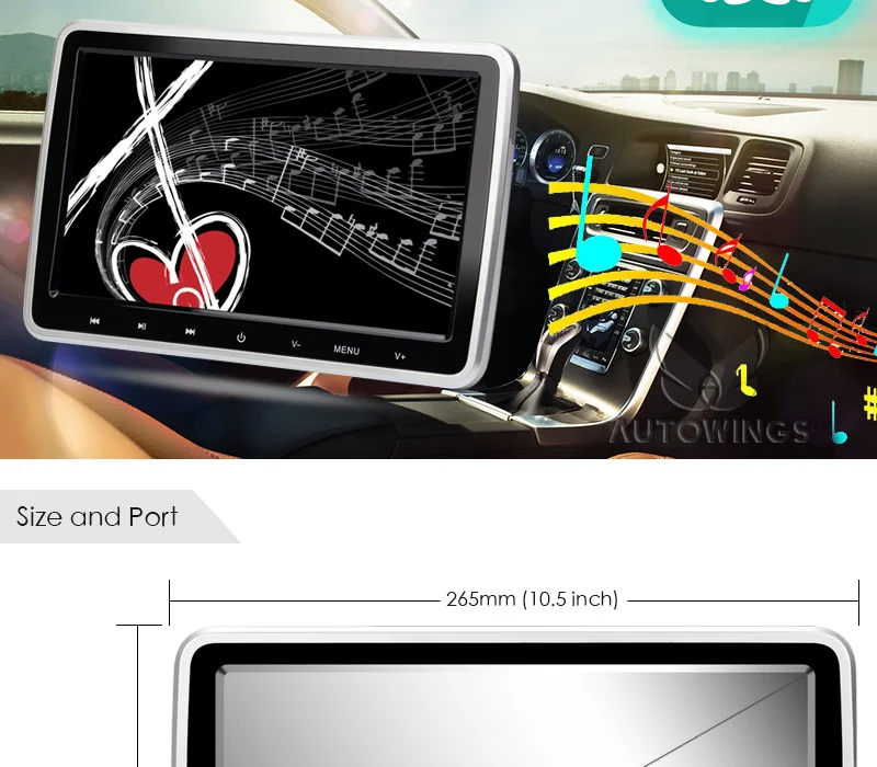 Monitor tetiera USB, SD, 1080p si ecran de 10 inch - eMAG.ro