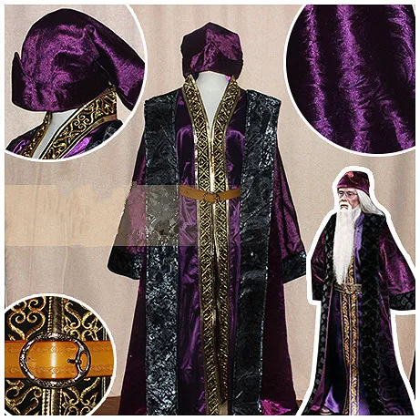 Harri Potter Albus Dumbledore Cosplay Costume Robe Purple Magic Robe ...
