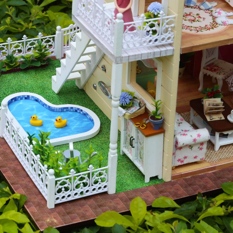 DIY Large Wooden Dollhouse: Miniature Doll House Model Kits for ...