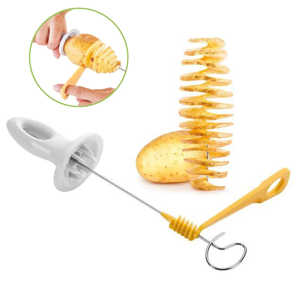 Stainless Steel Tornado Potato Spiral Cutter Potatos Slicer Chips 4