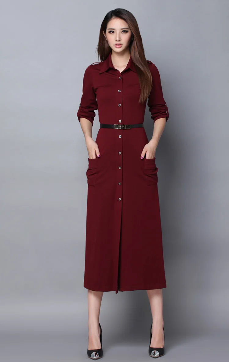 New arrival women fashion winter long dress 7 cent wine red clothing ...