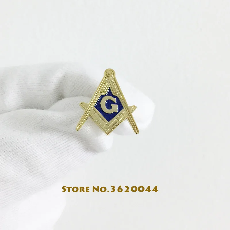 20pcs Gold Color Square & Compass Pins Free Masons Masonic Blue Lodge ...