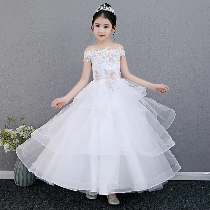 Elegant Flower Girl Dresses Floral Tulle Girl Wedding Pageant Princess