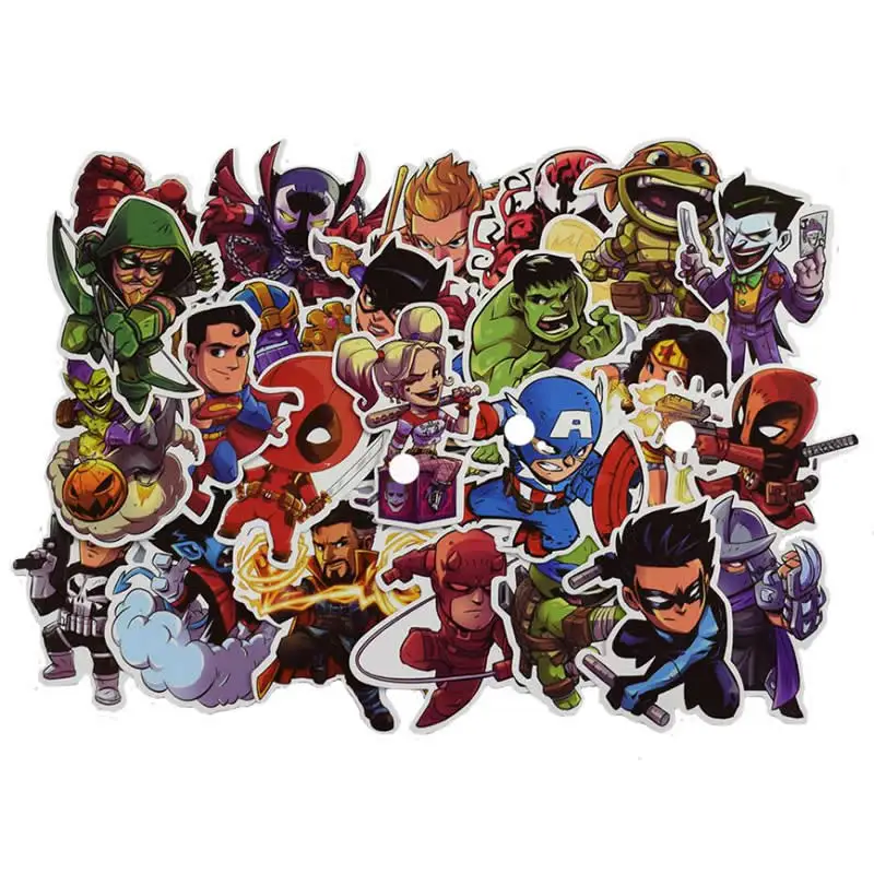 50 PCS Super Hero Cartoon Sticker for Laptop Luggage Bags Bike Phone ...