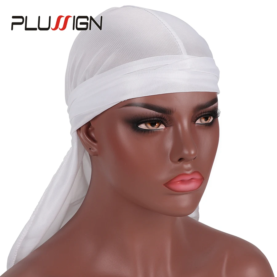 2021 Black White Durag Cap Satin Du-rag Comfortable Ultra Stretch ...