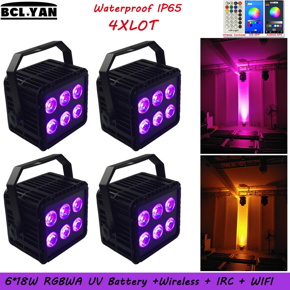 4XLOT High quality waterproof ip65 RGBWAUV 6 IN 1 Battery operated ...