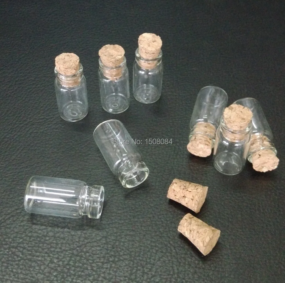 100 Pcs Lot Of Small Glass Vials With Cork Tops 1 Ml Tiny Bottles ...