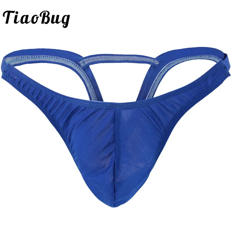 TiaoBug Men Swimwear Penis Bulge Pouch Hollow Inverted Triangle G ...