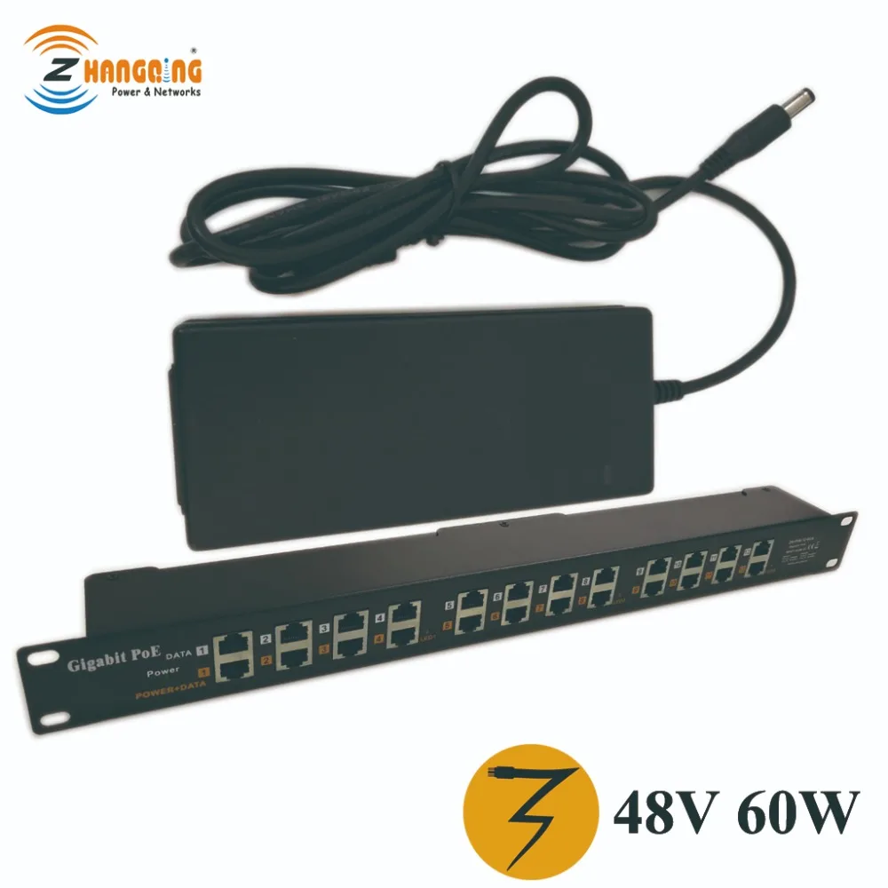 Rack Mounted gigabit POE 12 Port Power over Ethernet Injector for ...