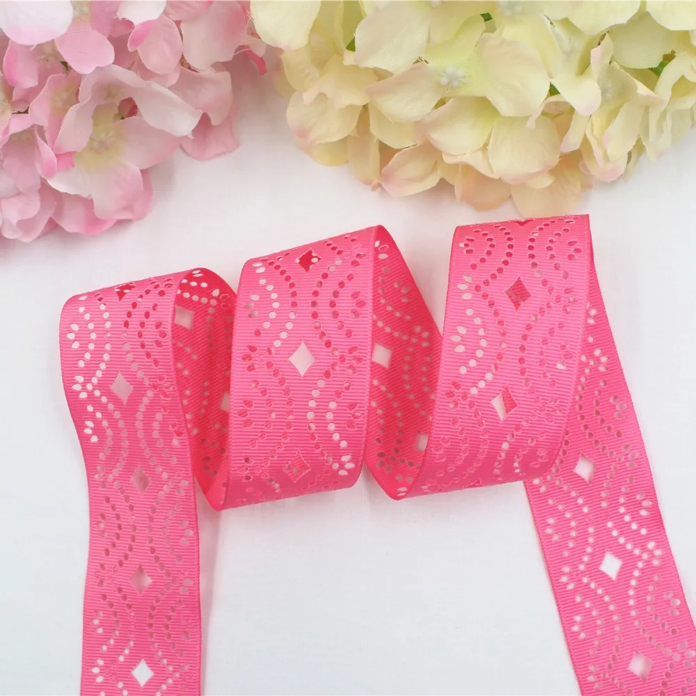 16531 8,38 mm hollow flower series solid color ribbons DIY material ...